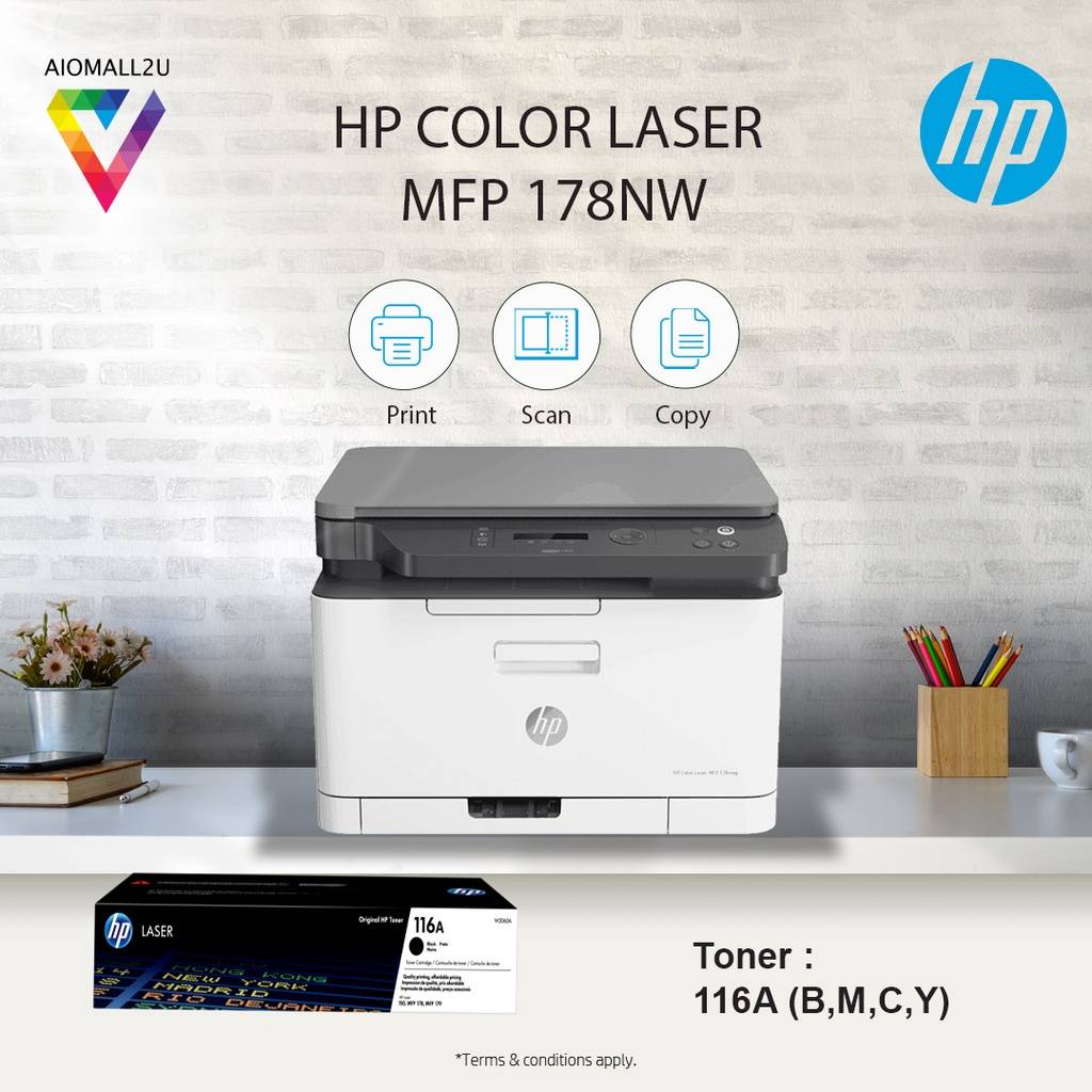 HP Color Laser MFP 178nw - (Print, Scan, Copy, Wireless)